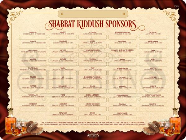 Shabbat Kiddush Weekly Sponsors - 5780 Poster - ShulSigns.com - Shul ...