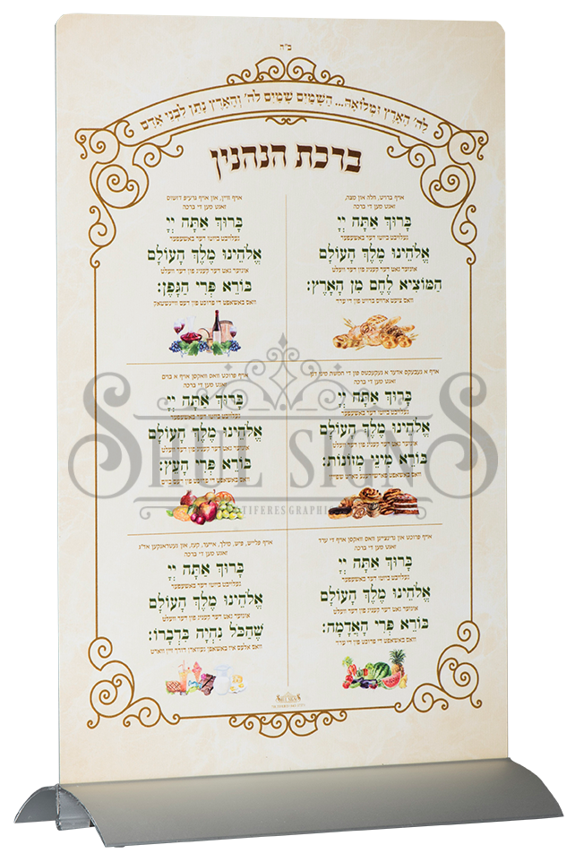 Tabletop - Al Hamichya & Birkas Hanehanin (Yiddish) Poster - ShulSigns ...